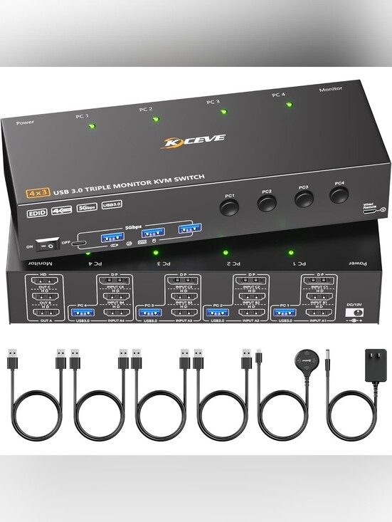 Cameras, Photo & Video | Kvm Switch 3 Monitors 4 Computers 4k6hzedid ...